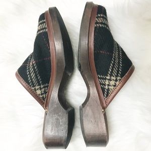 J. Crew | Shoes | J Crew Plaid Platform Clogs With Wood Soles 7 | Poshmark